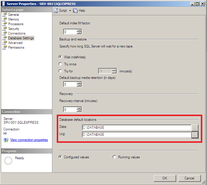 Merubah Default Path Database File Dan Backup Database Path
