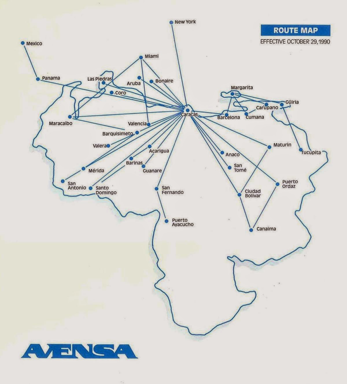 Airline memorabilia: Avensa (1991 / 1992), EEUU