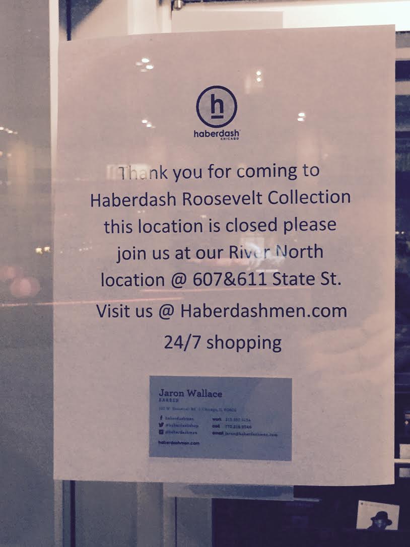 Sloopin - A South Loop Blog: Haberdash Closes at Roosevelt Collection
