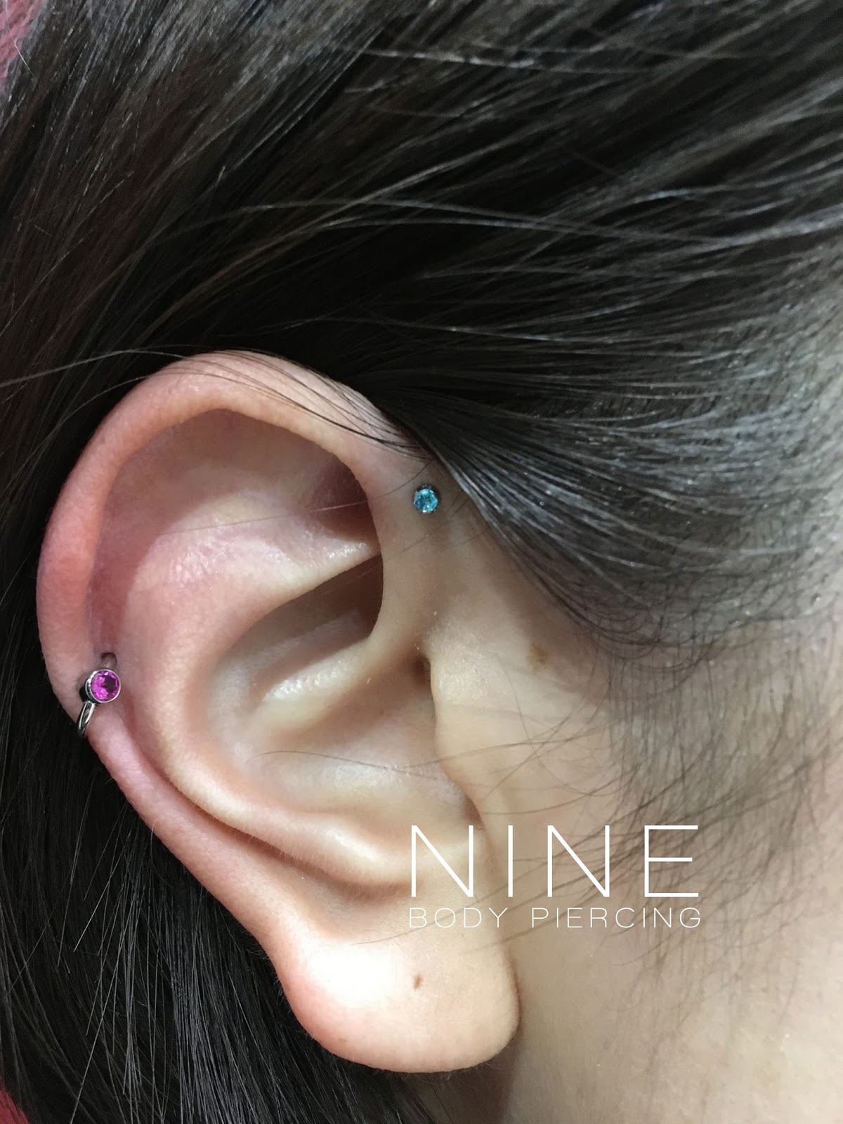 NINE BODY PIERCING BLOG: Forward Helix with Anatometal Mint Green