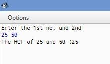 Java program to find hcf of two numbers - JAVA Programming in BlueJ