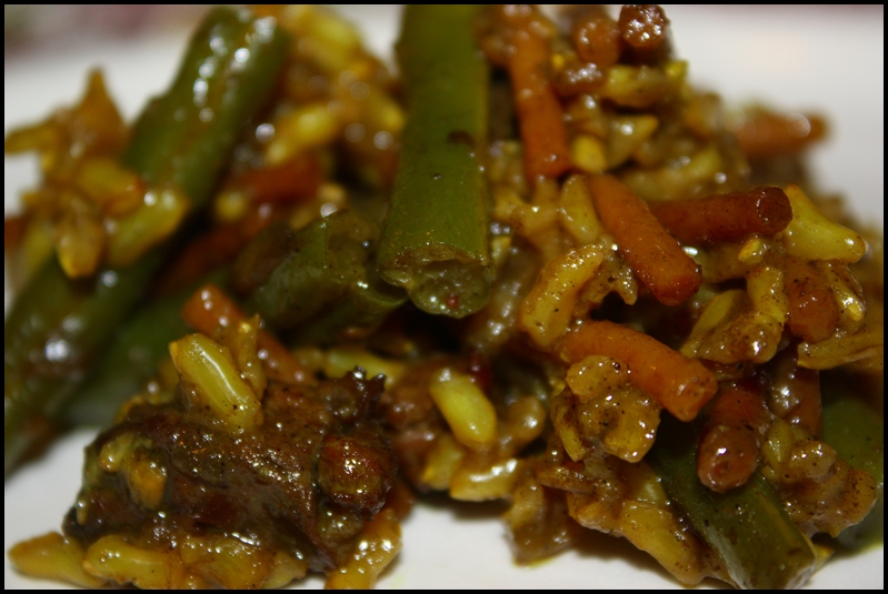Lebanese-Inspired Brown Rice Pilaf with Lamb, Vermicelli, and Green Beans