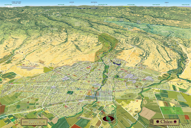 Mapa Jeff Cartography: Chico, California Panoramic Map