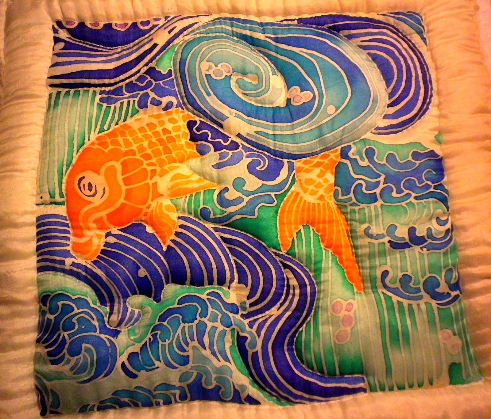 Artymess Goddess of Fibre Alchemy: Silk Painted Koi.........