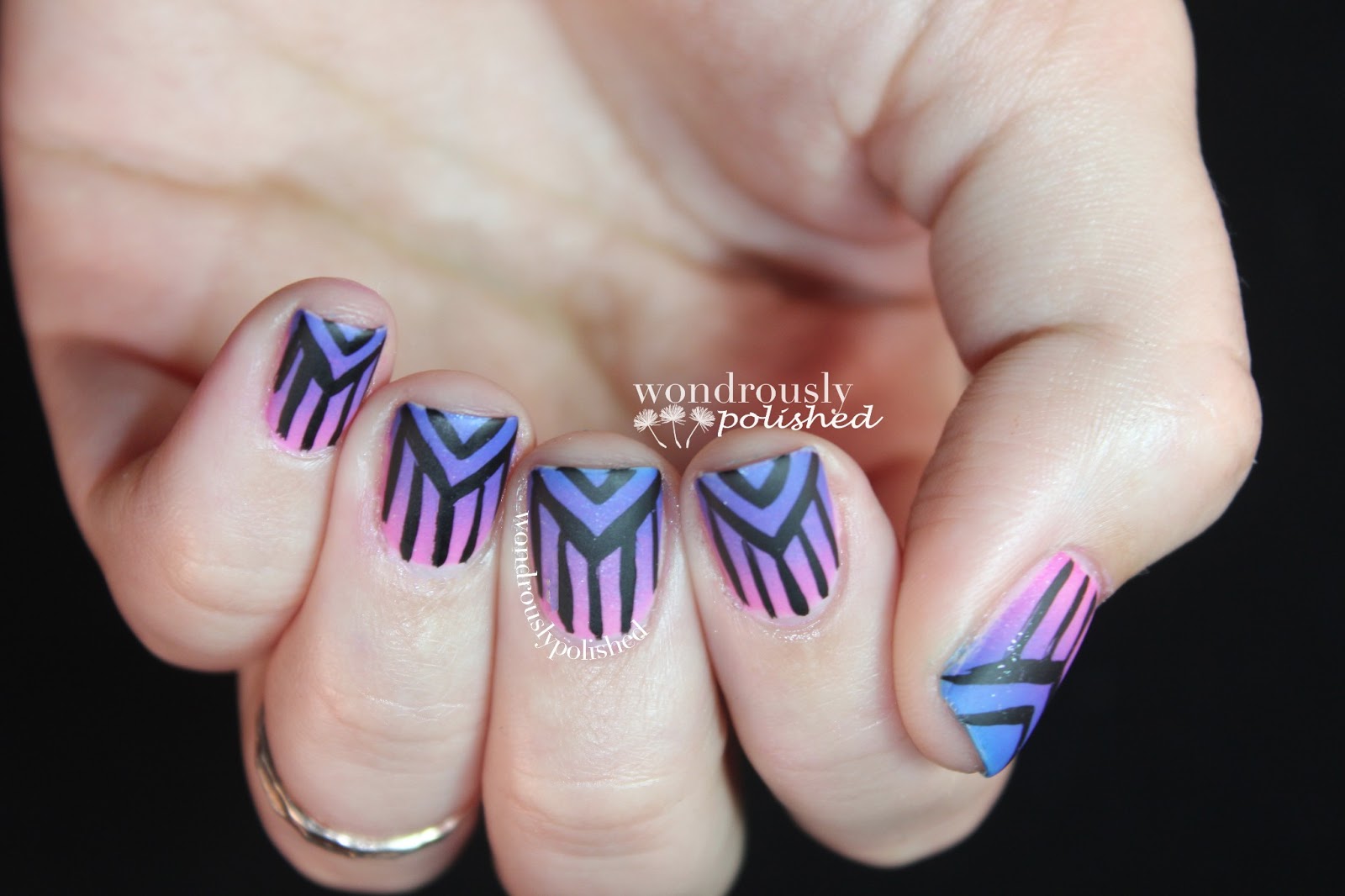 Wondrously Polished: Gradient and some free hand stripes!