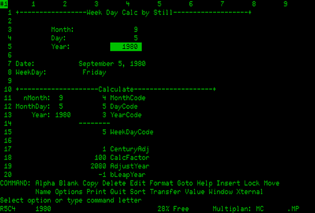 Eight Bit World of 1984: Microsoft's First Spreadsheet; MultiPlan