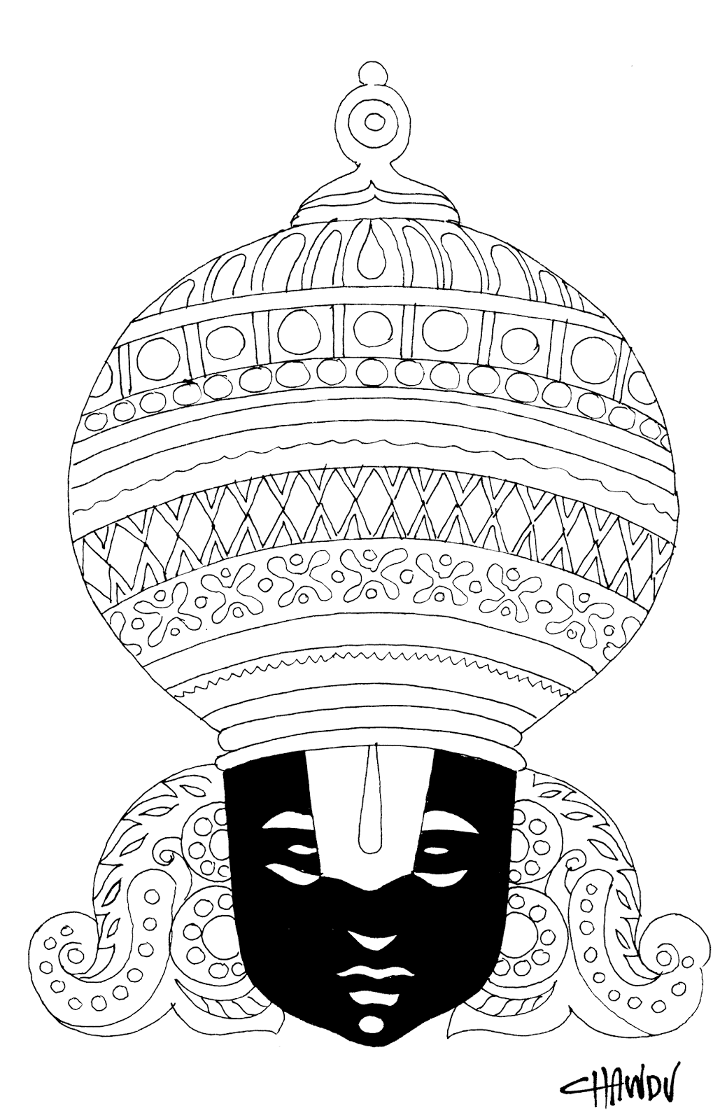 Tamil Cliparts: Venkatachalapathi Line Drawings for invitations