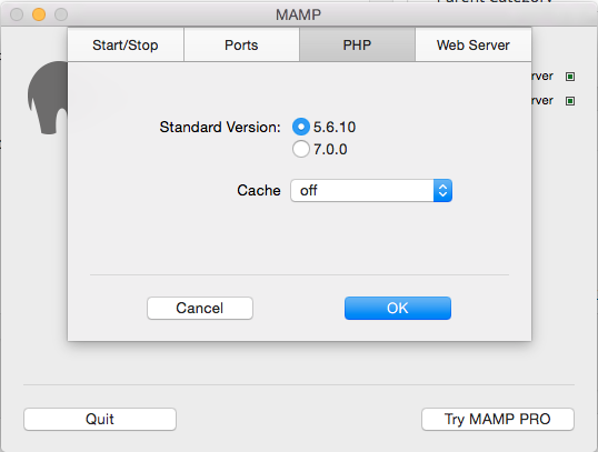 HOW TO CHANGE PHP VERSION OTHER THAN DEFAULT - MAMP