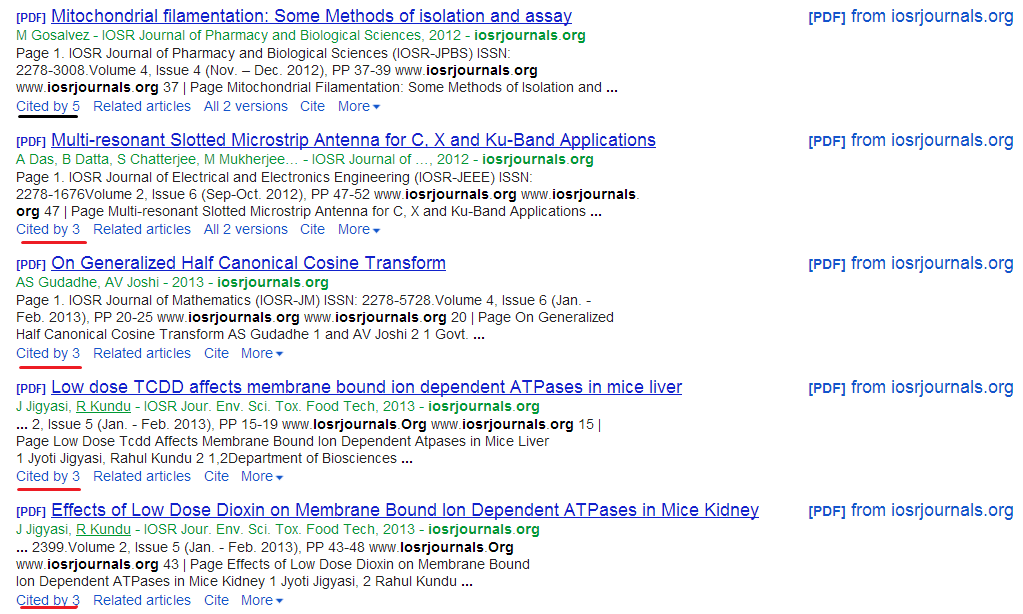 Top International Journals: IOSR Journals @ Google Scholar High Citation