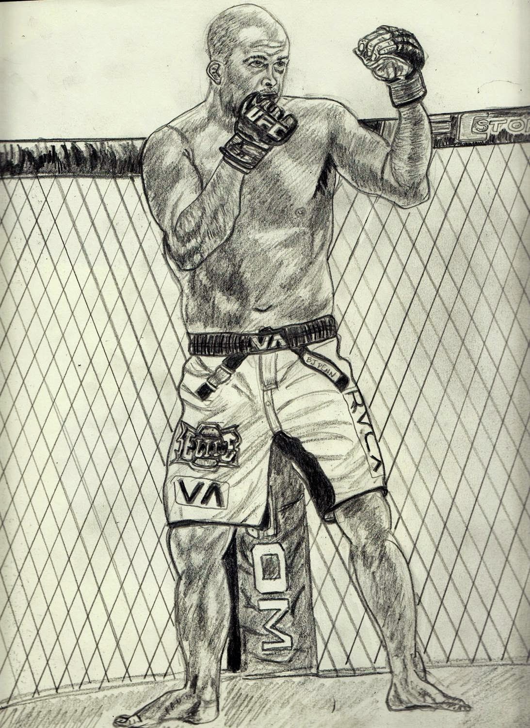MMA Cartoon: BJ Penn pencil drawing