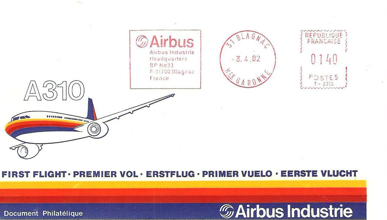 Aircraft Manufacturer and Special Flight Covers: Airbus First Flight Covers