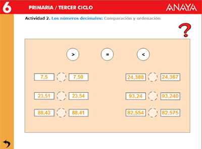 Clase 6º A CEIP Mata Linares: Comparar y ordenar números decimales