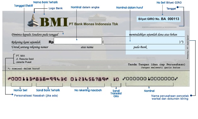 satu cara jitu: Karakteristik Cek dan Bilyet Giro yang Diterbitkan ...