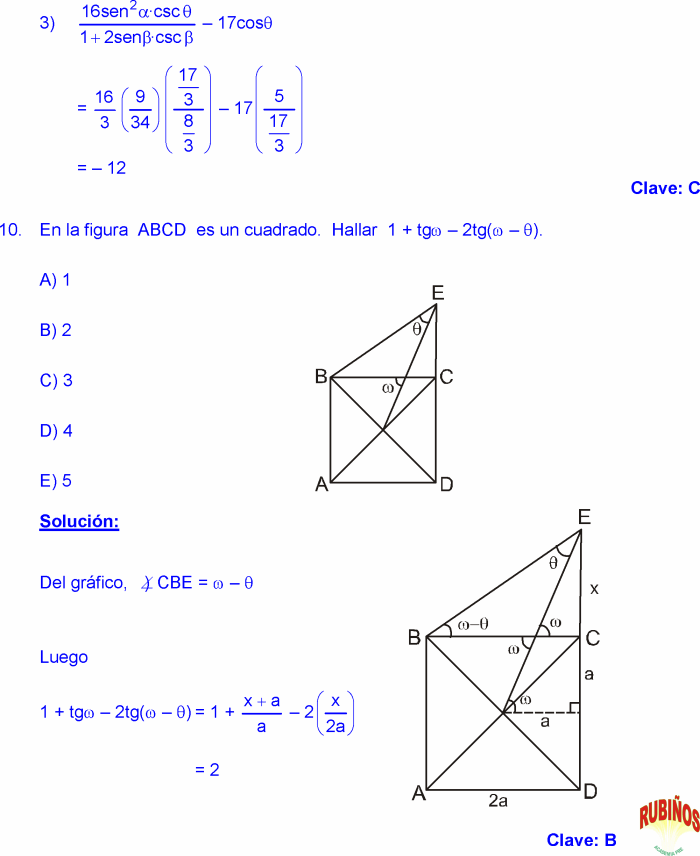 Razones trigonométricas ejemplos y ejercicios resueltos