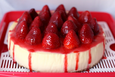 Above My Raisins: NY Style Cheesecake with Glazed Strawberries