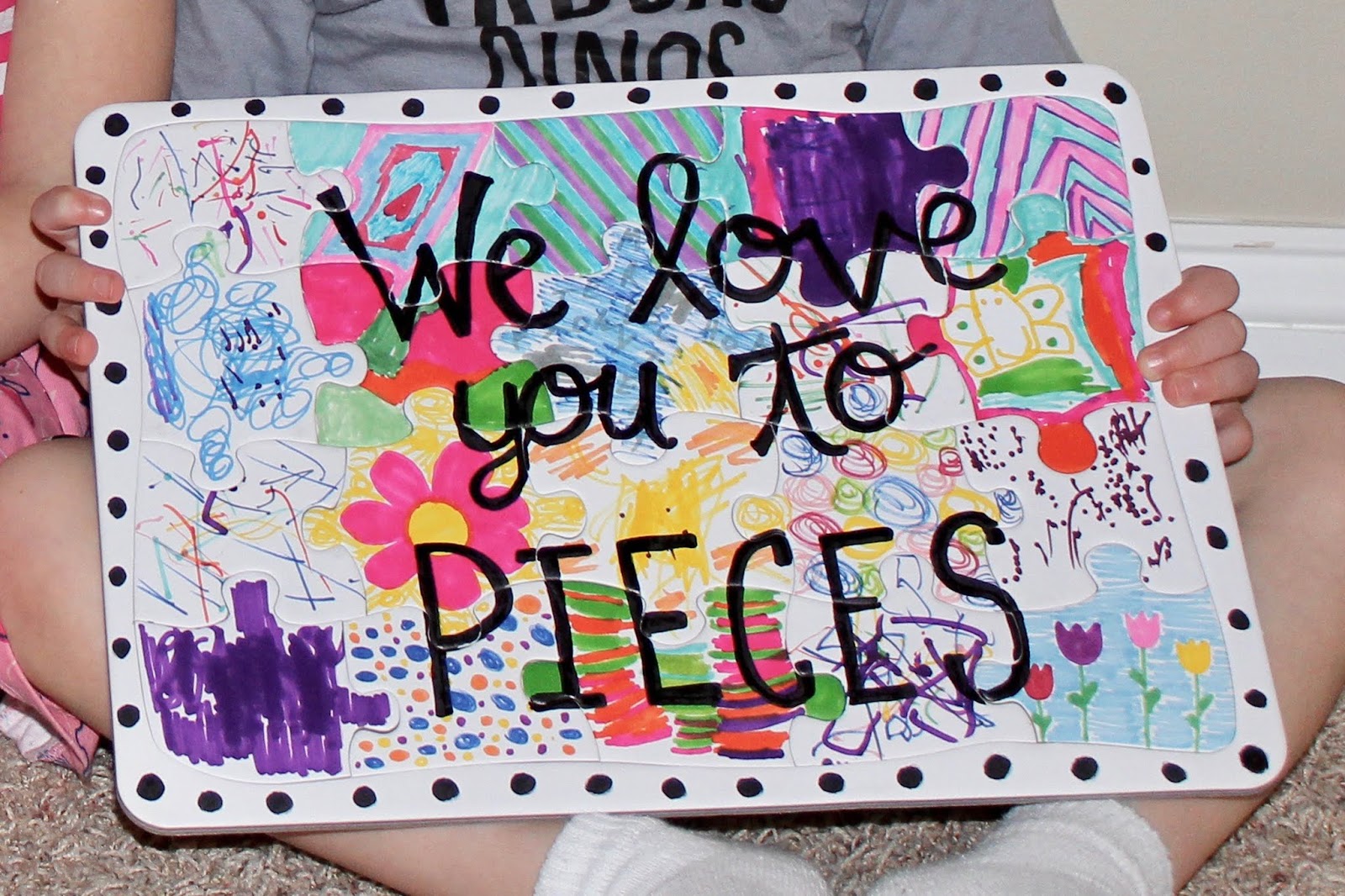 "We love you to Pieces" Colorful Scribble Puzzle Gift