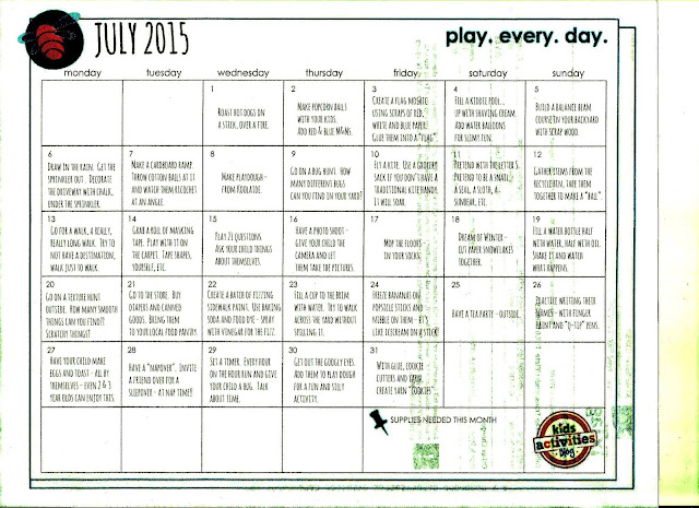 Kindergarten and Mooneyisms: July Play Calendar