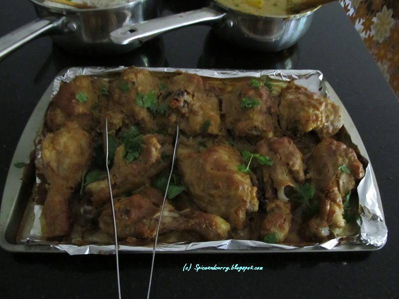 Spice and Curry: Oven Baked-Chicken Kalmi Kabab in my kitchen