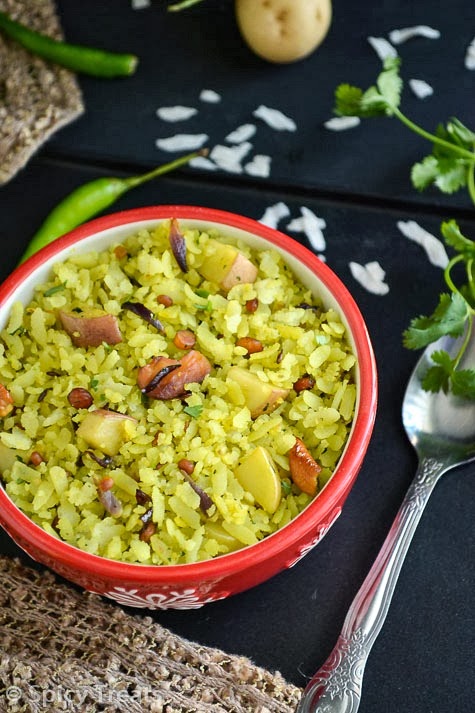Spicy Treats: Batata Poha / Aloo Poha / Potato Rice Flakes