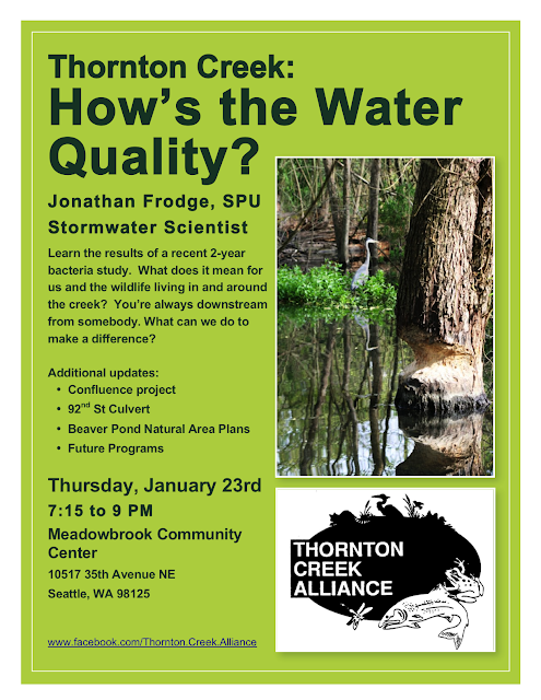 Shoreline Area News: Thornton Creek water quality presentation Jan 23