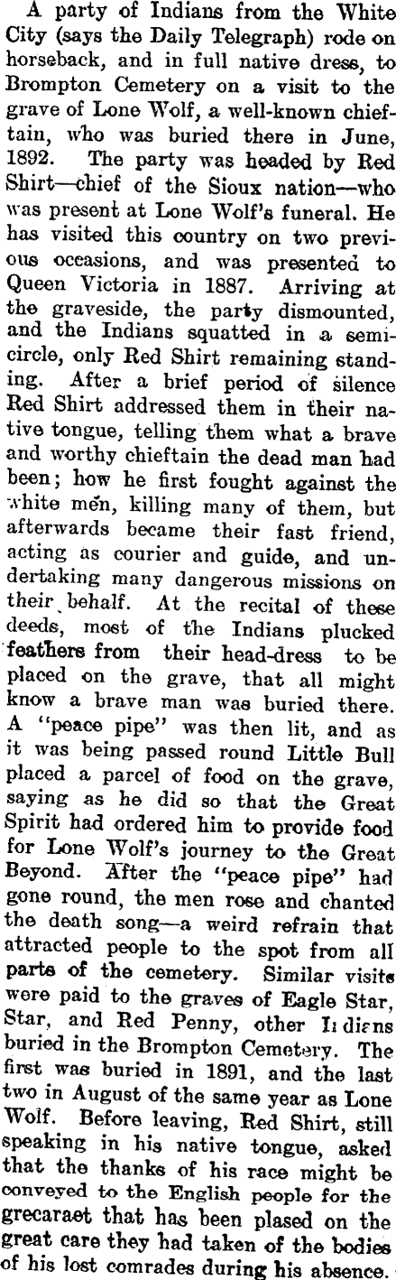 Sleeping Gardens: Sioux Chief Long Wolf ~ Returned Home