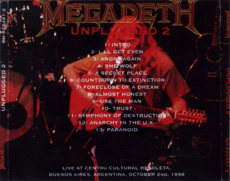 Megadeth Latinoamerica: [CD] Unplugged Live in Buenos Aires 1998 (Bootleg)