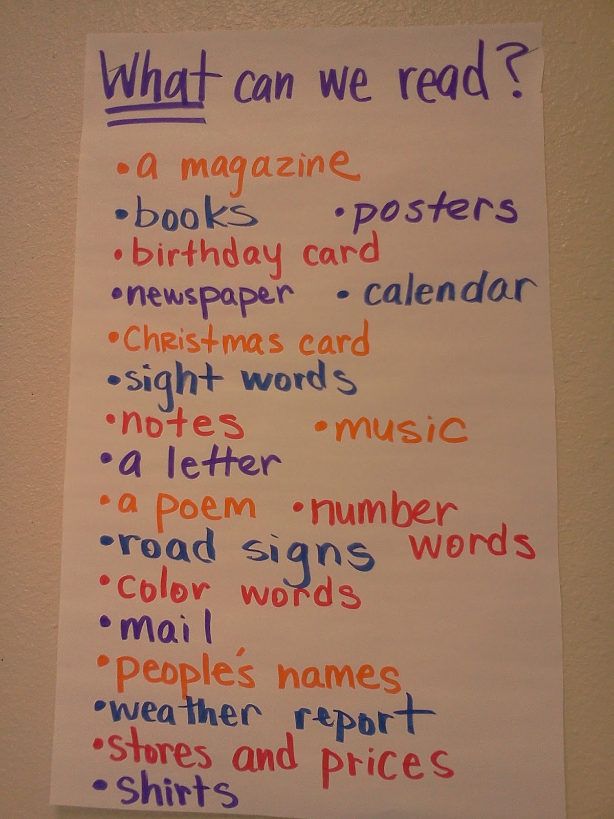 Mrs. Prentice's Class: Reading Charts