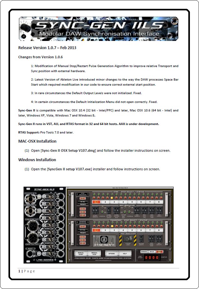 MATRIXSYNTH: Sync-Gen II Software Update Version 1.0.7 – Feb 2013