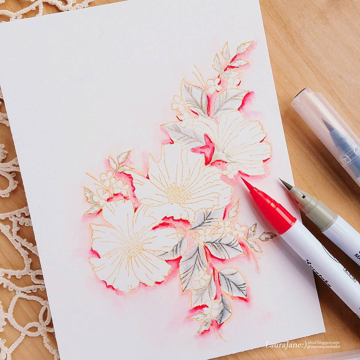 After-Hours Ink & Flowers: STAMPlorations February Challenge - Paint it Red