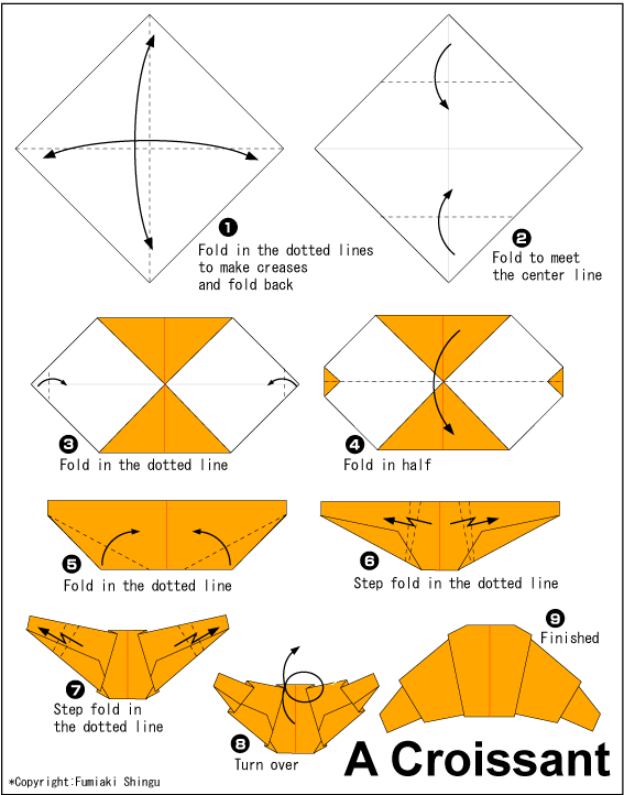 Croissant - Easy Origami instructions For Kids