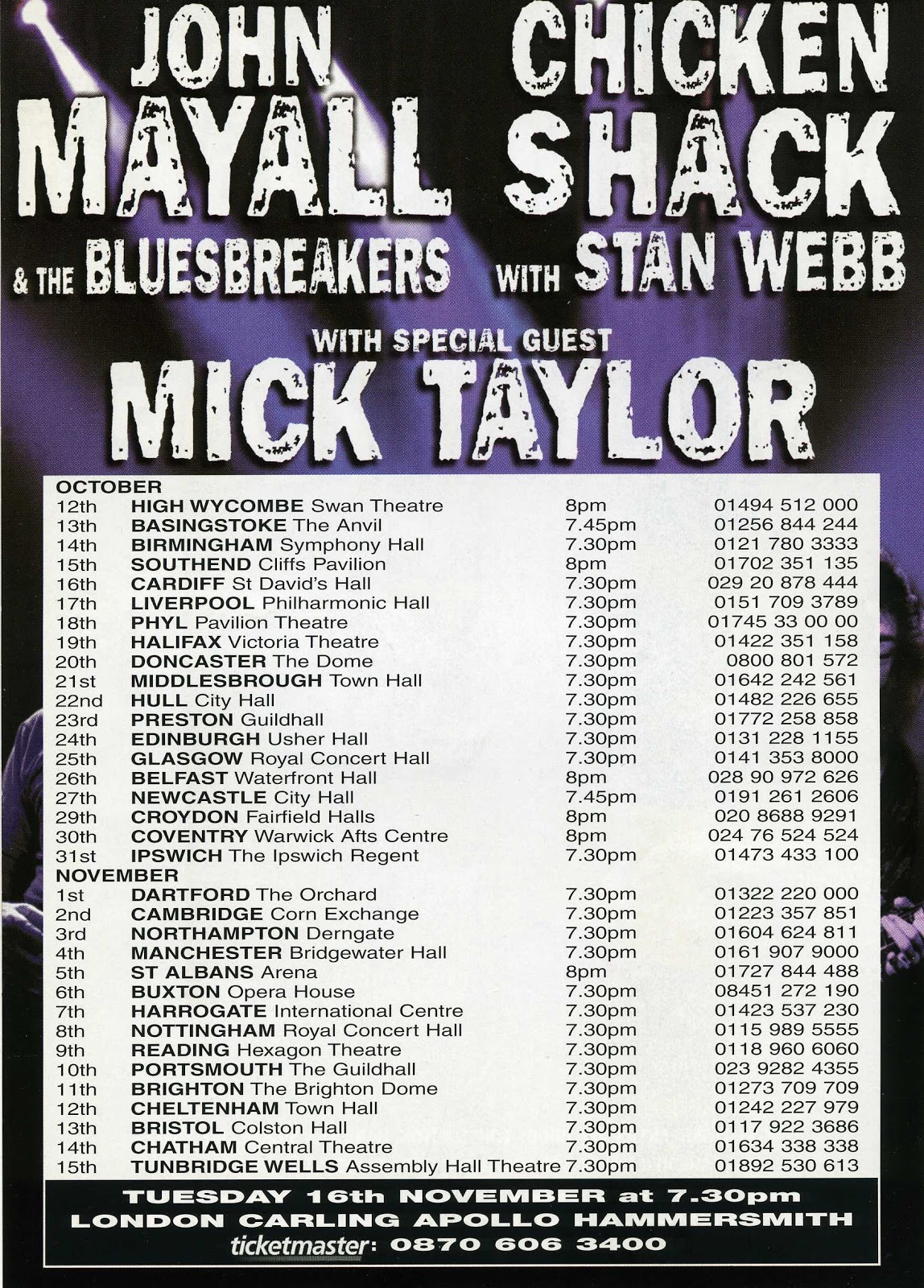 Phil's Concert Bootlegs: John Mayall, Mick Taylor, Stan Webb's Chicken ...