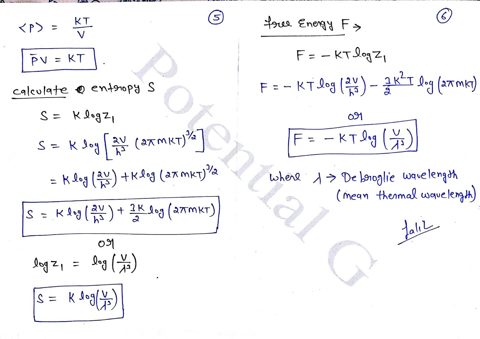 Partition Function For Ideal Monoatomic Gas In Three Dimension Potential G