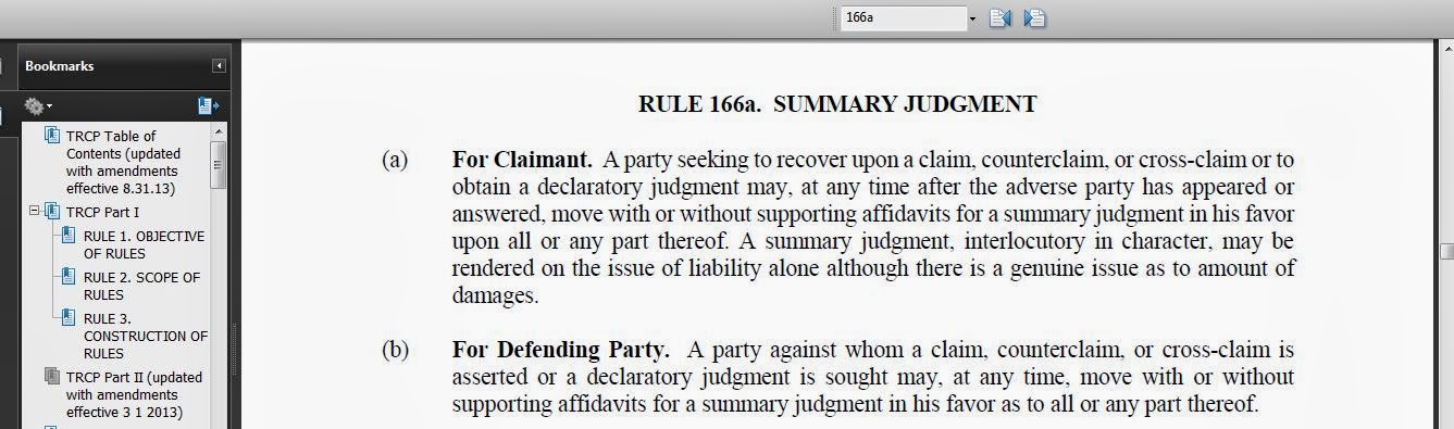 Consumer Debt Litigation (mostly Texas): TRCP 166a - The Summary ...