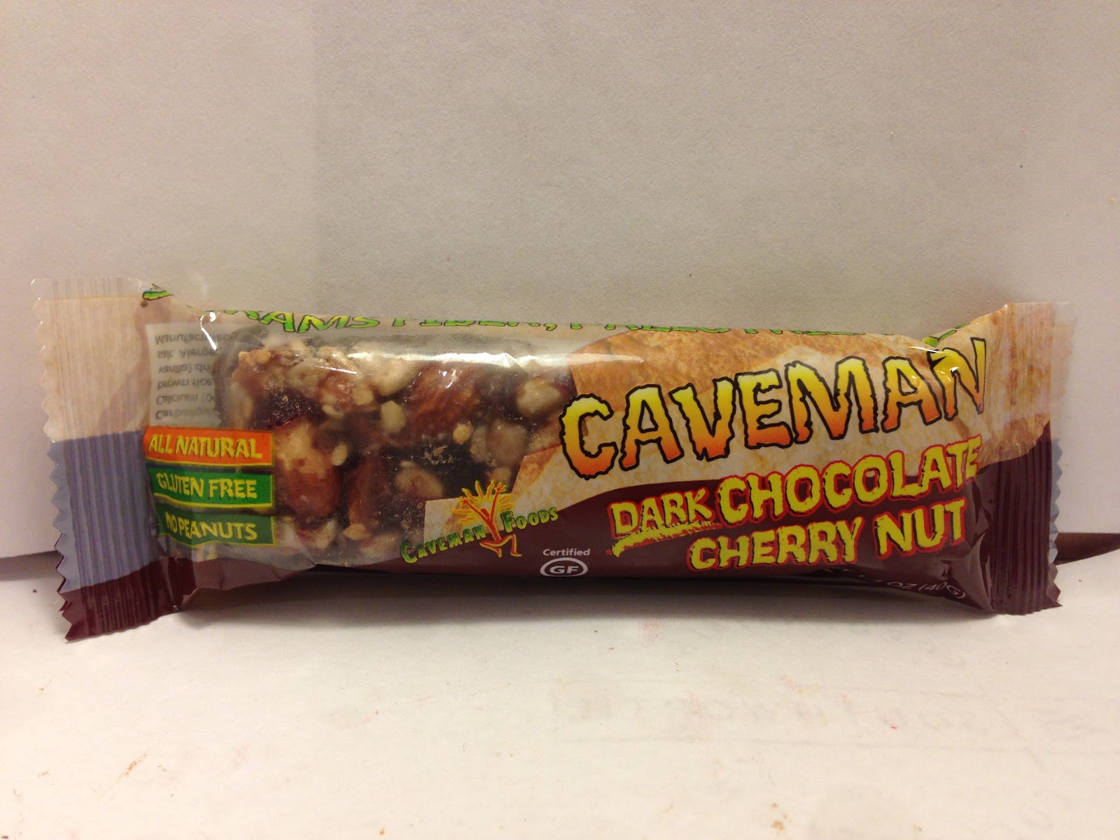 Crazy Food Dude: Review: Caveman Dark Chocolate Cherry Nut Bar
