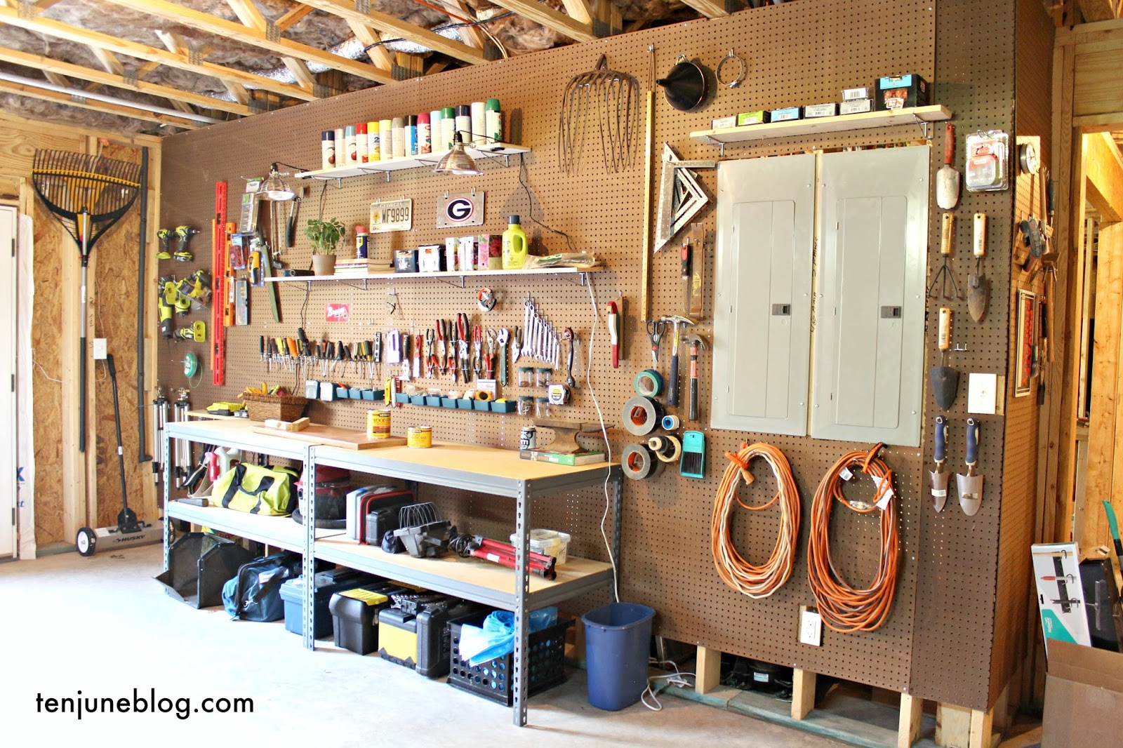 Ten June: Workshop Makeover: A Pegboard Wall Project