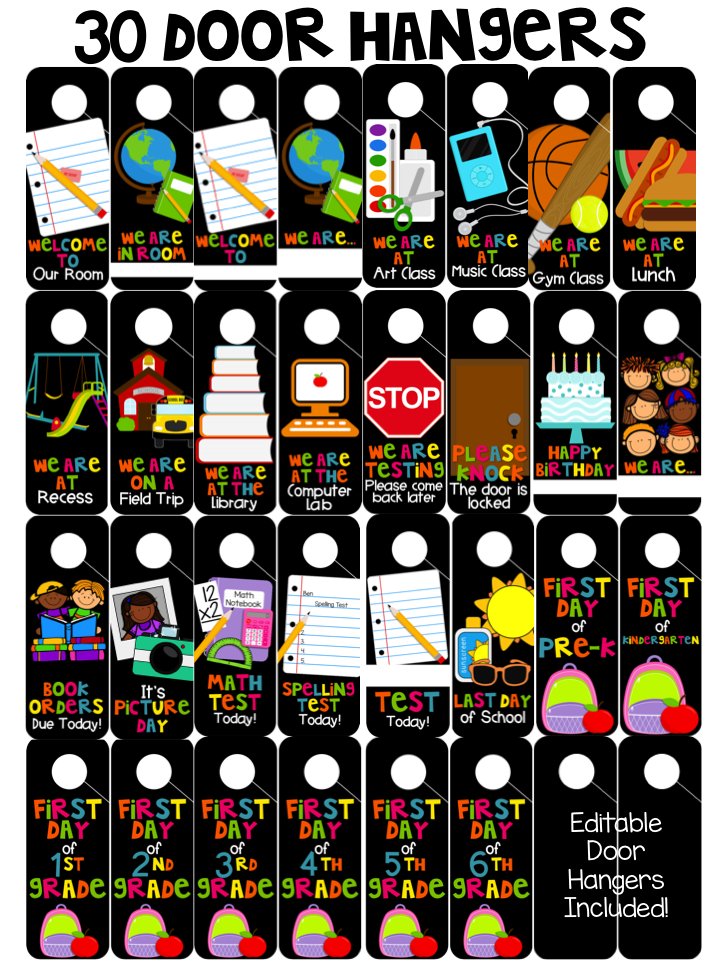 Pencils Books and Dirty Looks: Door hangers for the entire school year