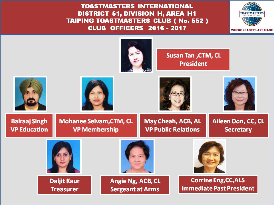 Taiping Toastmasters Club: Taiping Toastmasters Club Executive ...