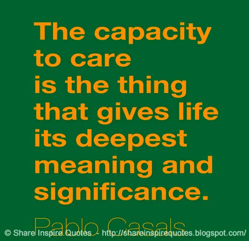 The capacity to care is what give life it's most deepest significance ...