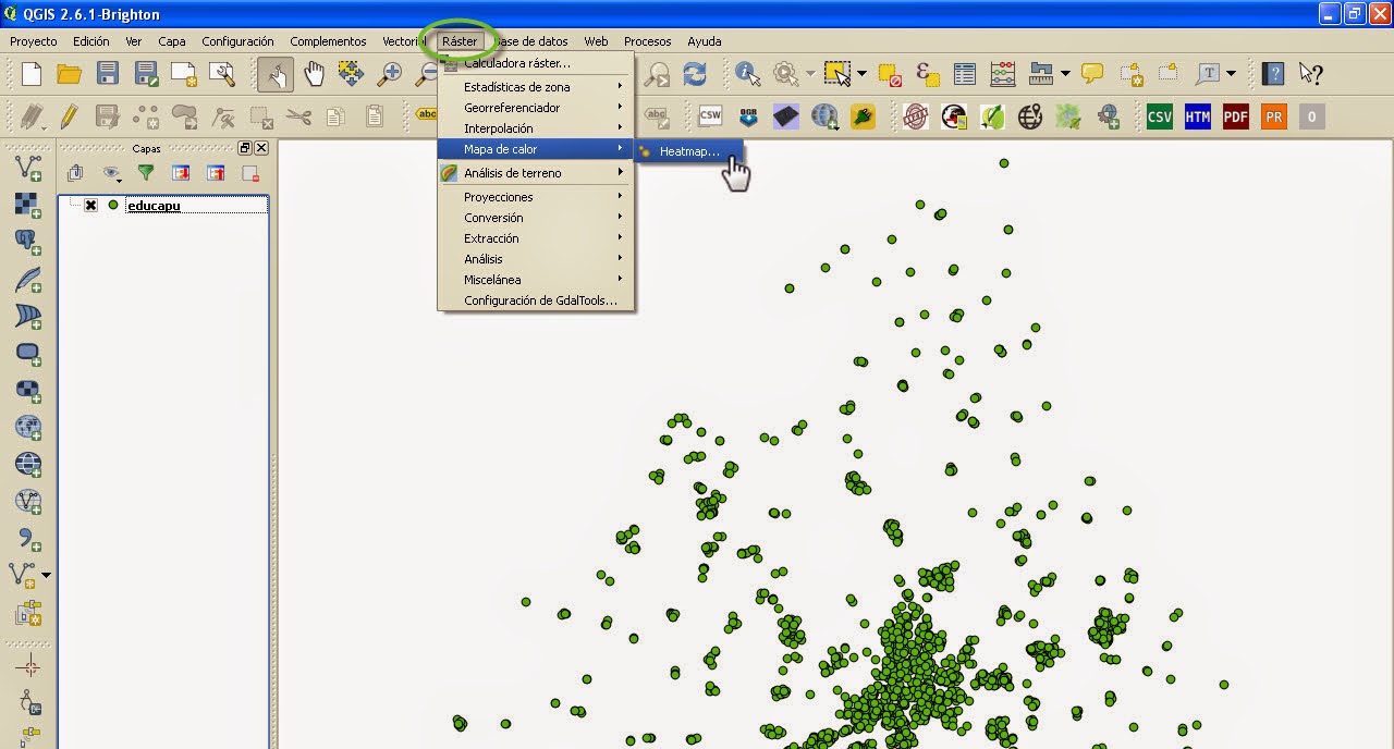 Mapas de calor (heatmap) en Global Mapper y QGIS. - EspanaMapa
