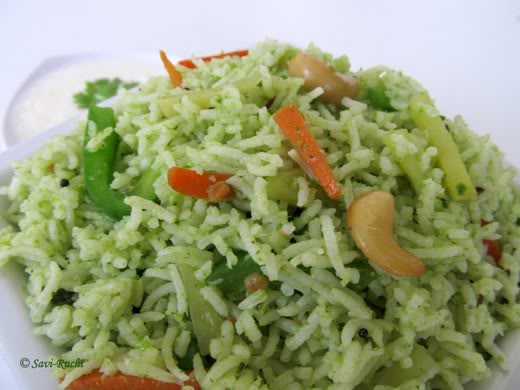 Savi-Ruchi: Kottambari bhath/Coriander rice/Kothamalli sadam:Step-by-step