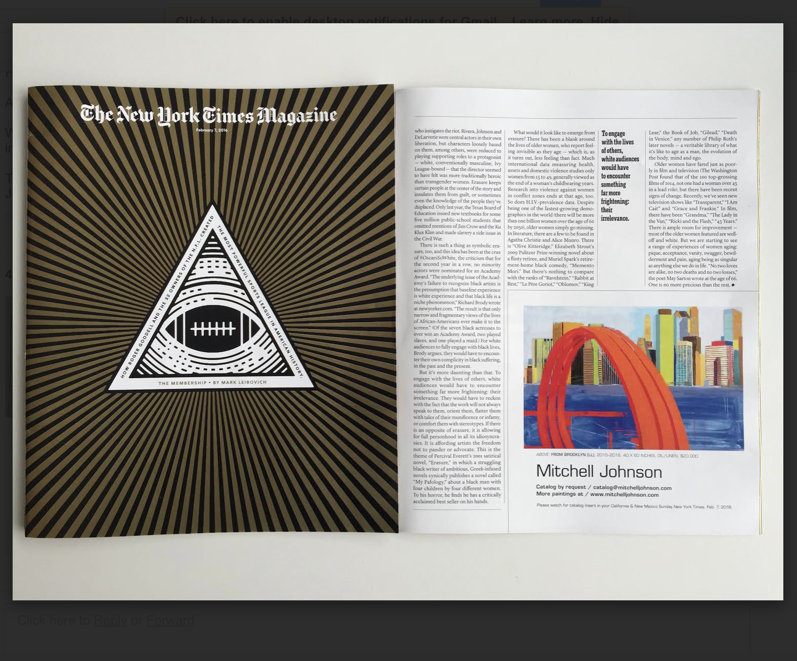 Mitchell Johnson Archive: #28 New York Times Magazine, Sunday, February ...