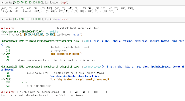 python pandas.cut - 별별정보