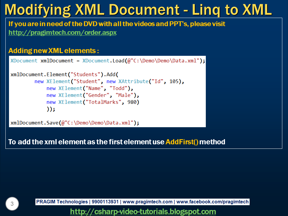 Sql Server Net And C Video Tutorial Part 4 Modifying Xml Document Using Linq To Xml 7854