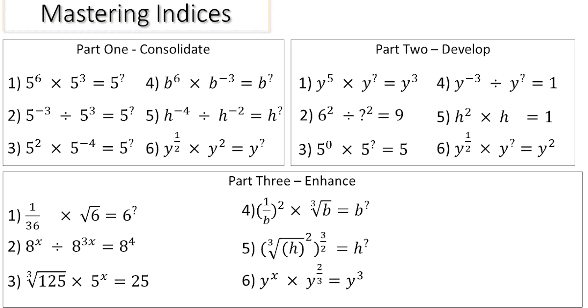 Maths With Friends: Indices/Powers Extension