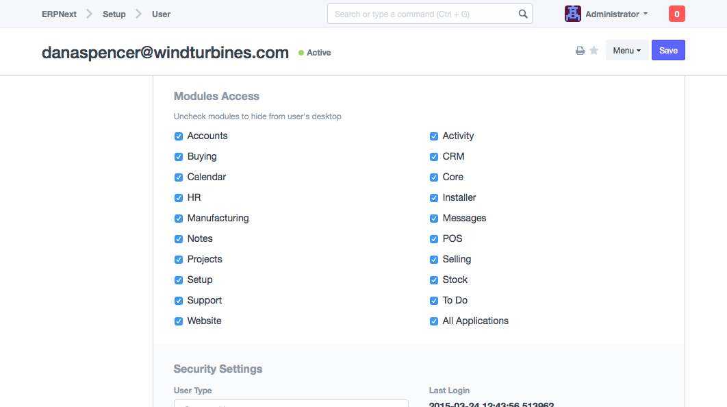 Erpnext Tutorials: Users in Erpnext