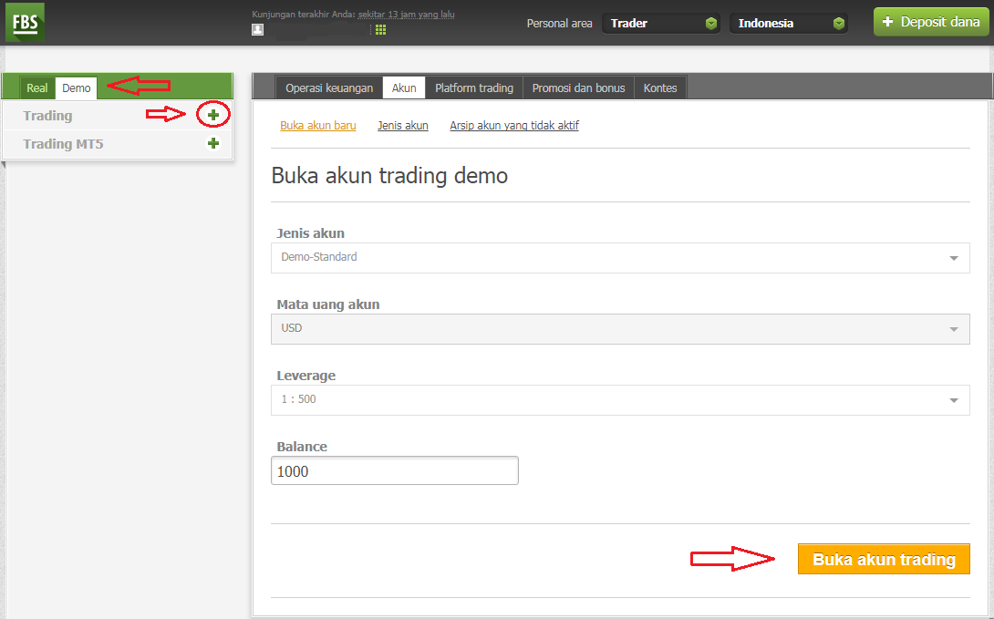 Cara Buka Akun Trading Demo Di FBS - MILLENIUM