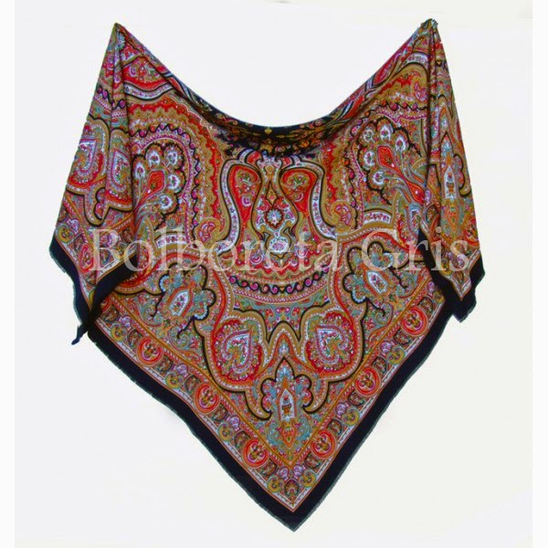 El taller de BolboretaGris: Pañuelo Cachemir. Varias Medidas.