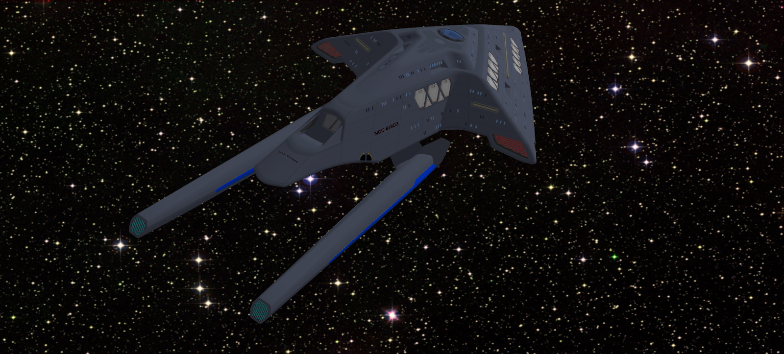 I made a 3D model of a Starfleet-style Dauntless-class starship ...