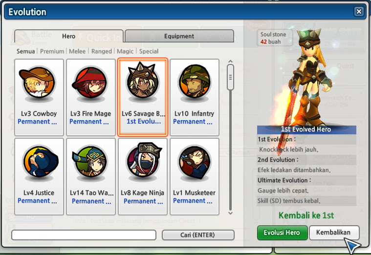 Daftar Hero Evolution Lost Saga Origin Lengkap | Gaming Tutorial Pedia