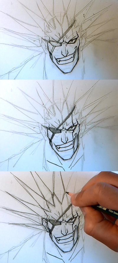How to draw Manga Kenpachi from Bleach